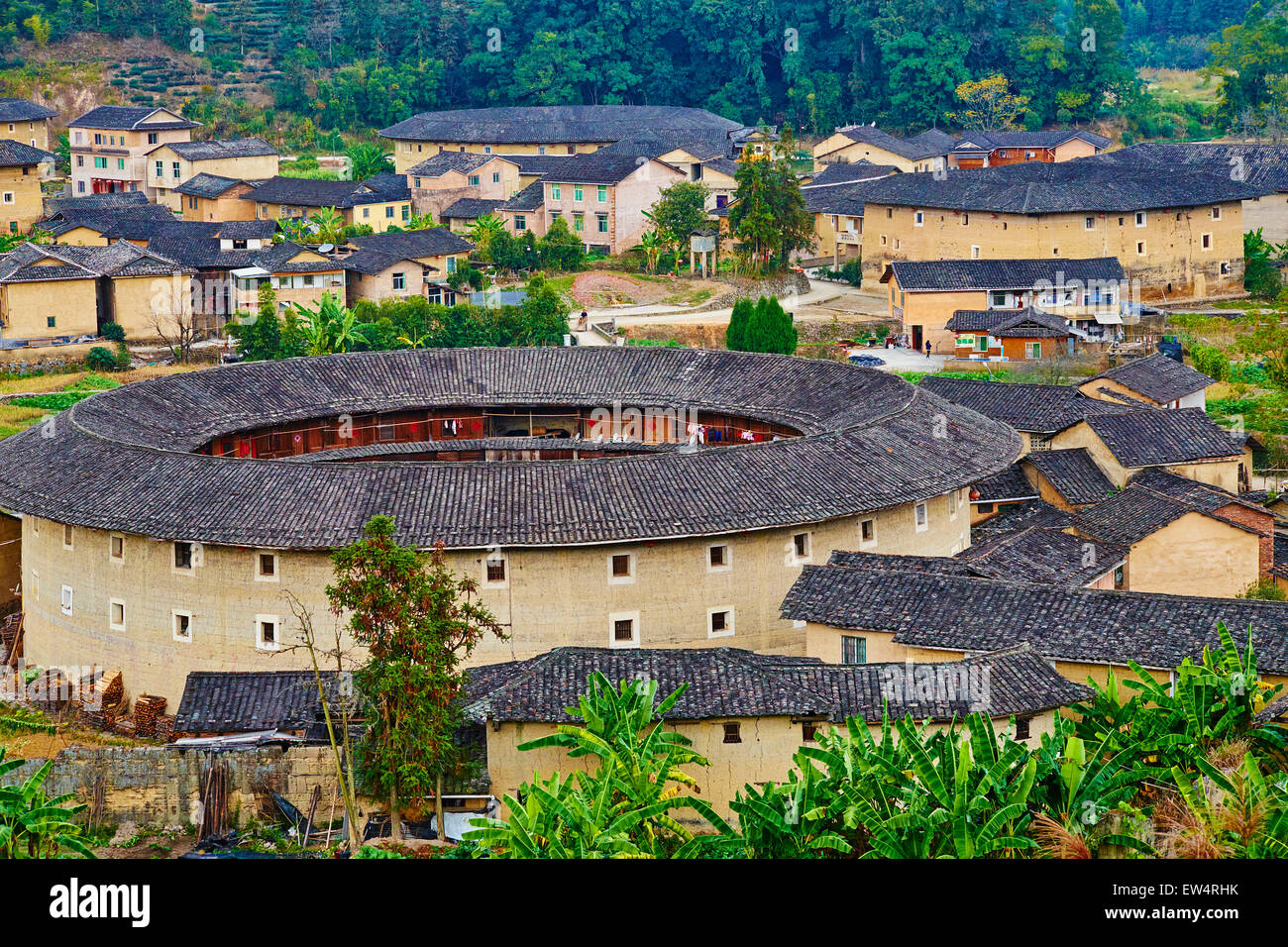 China, Fujian province, Hekeng village, Tulou mud house. well known as ...