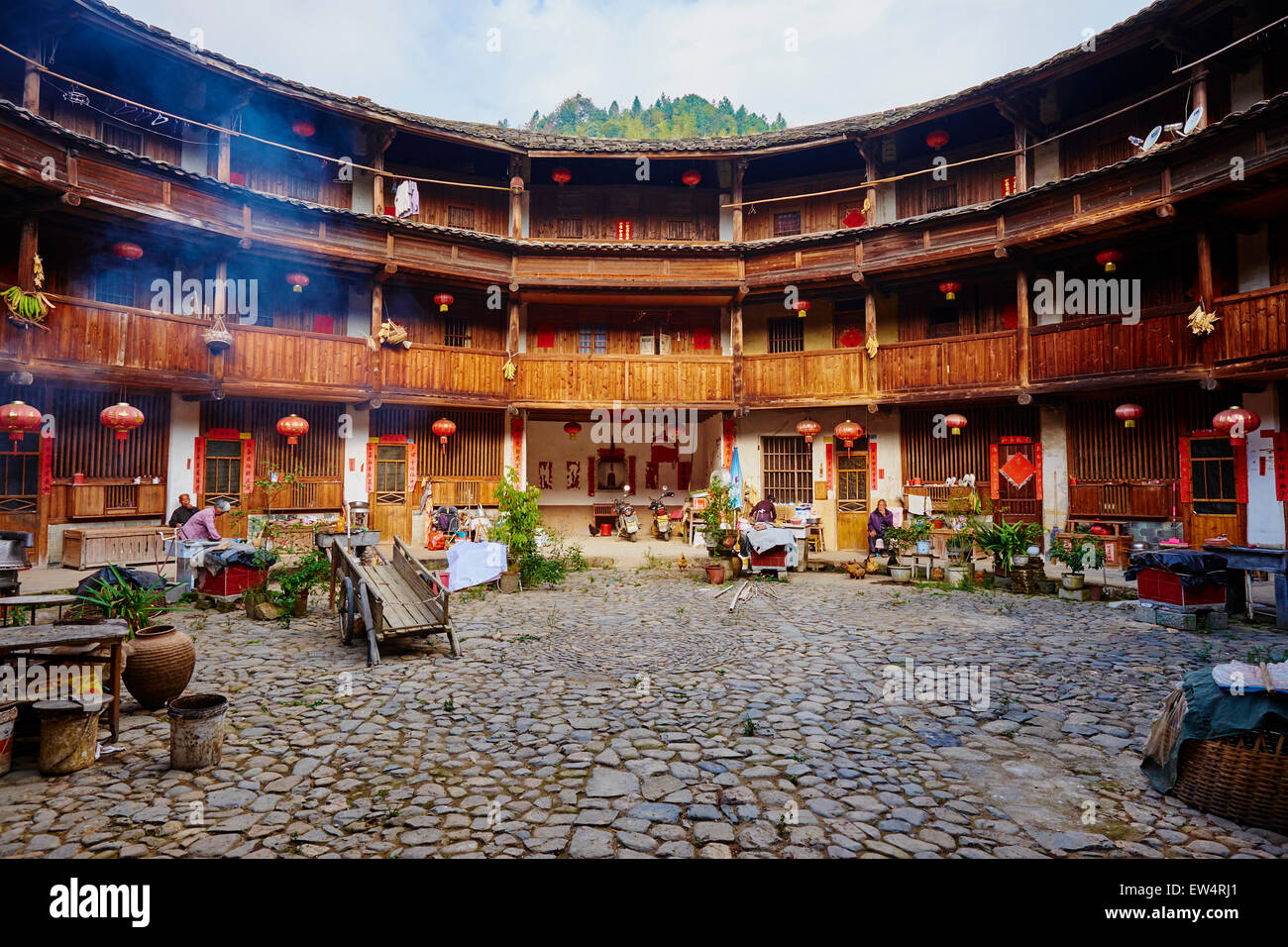 China, Fujian province, Hekeng village, Tulou mud house. well known as ...