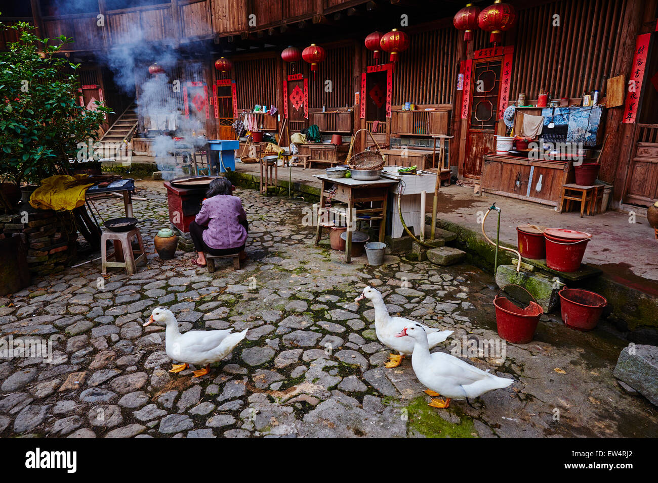 China, Fujian province, Hekeng village, Tulou mud house. well known as ...