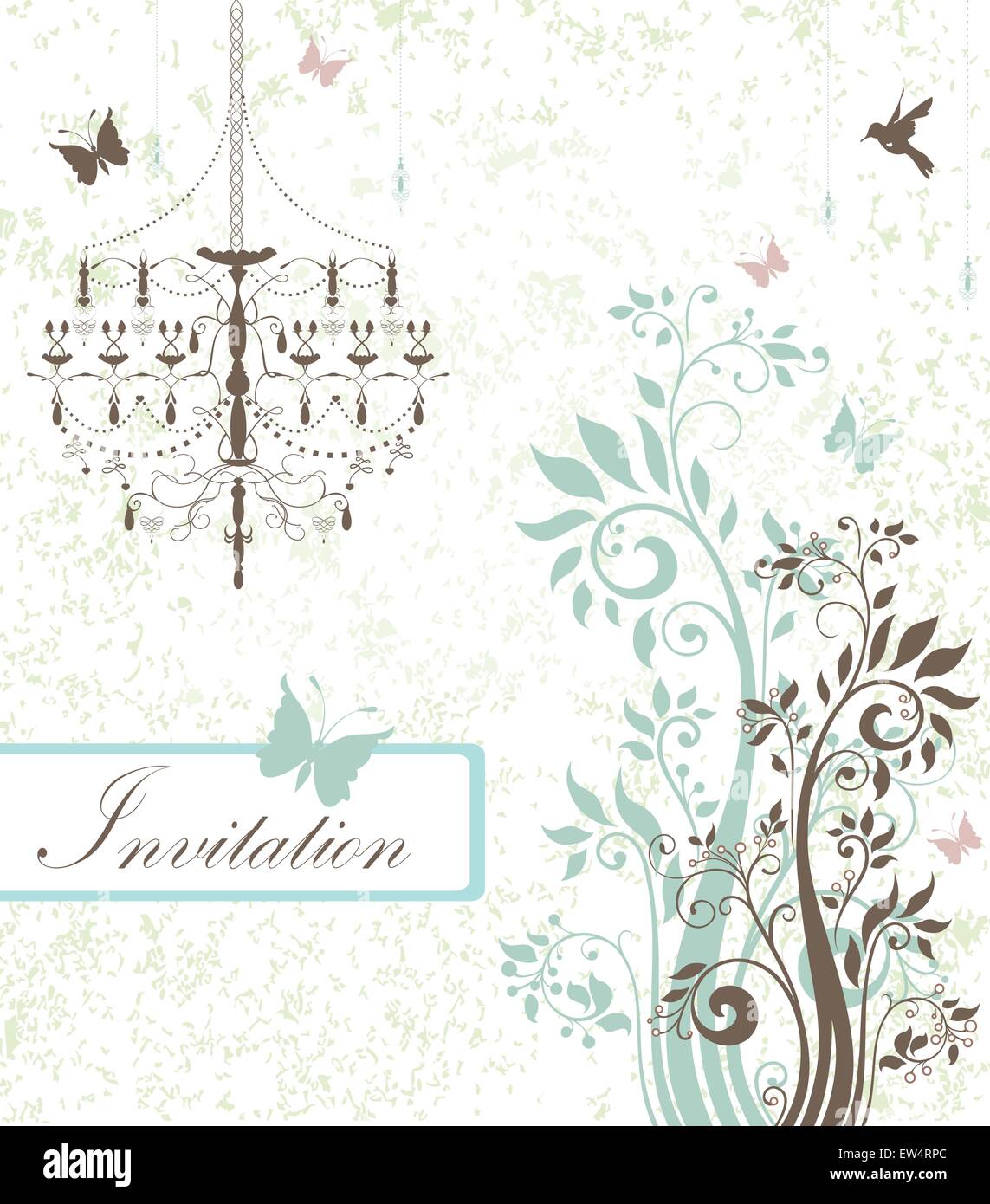Vintage invitation card with ornate elegant retro abstract floral ...