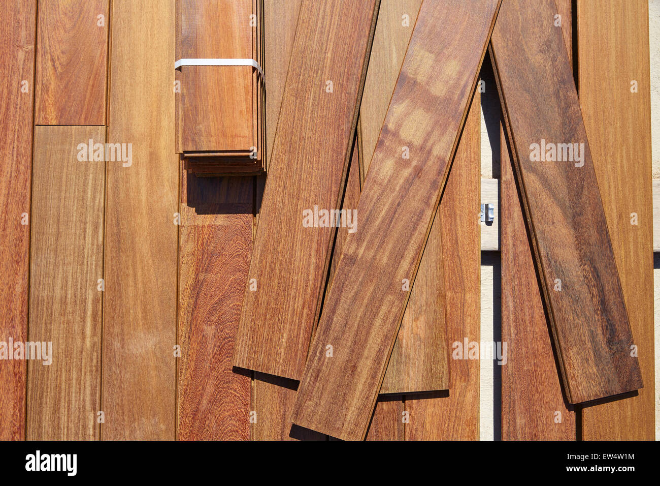 Ipe teak decking deck wood installation clips fasteners Stock Photo - Alamy