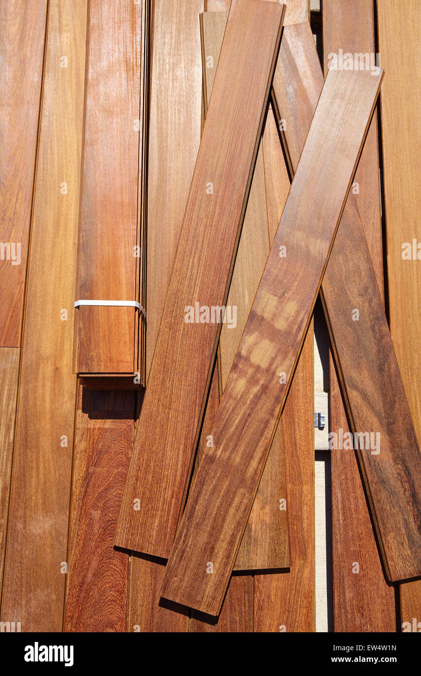 Ipe teak decking deck wood installation clips fasteners Stock Photo - Alamy