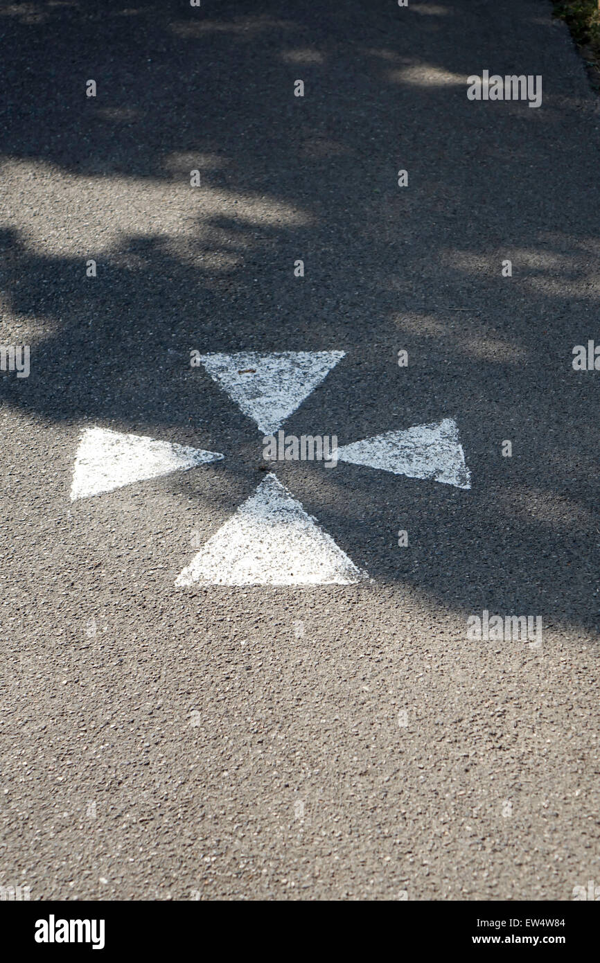 Warning sign in Street Stock Photo - Alamy