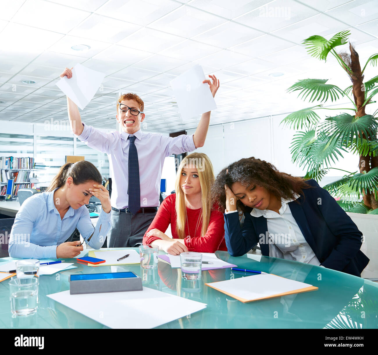 business meeting sad expression bad negative gesture young teamwork ...