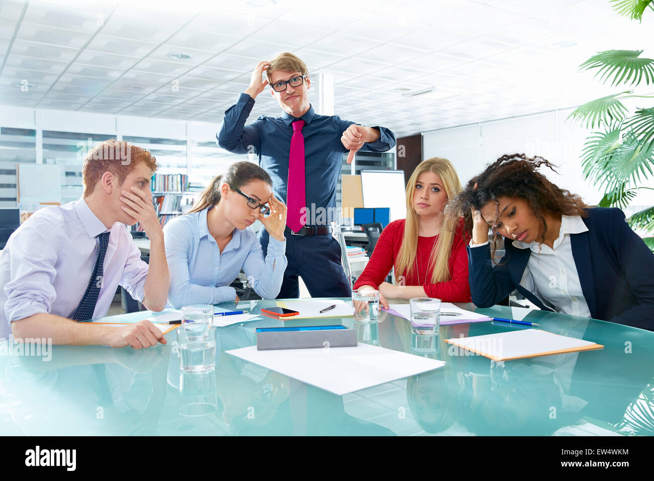 business meeting sad expression bad negative gesture young teamwork ...