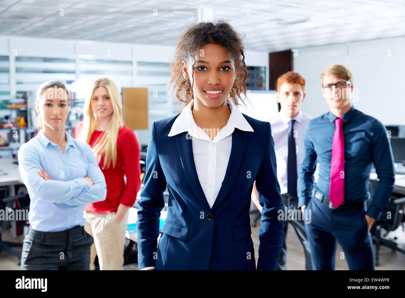 African young businesswoman multi ethnic teamwork group as leader in ...