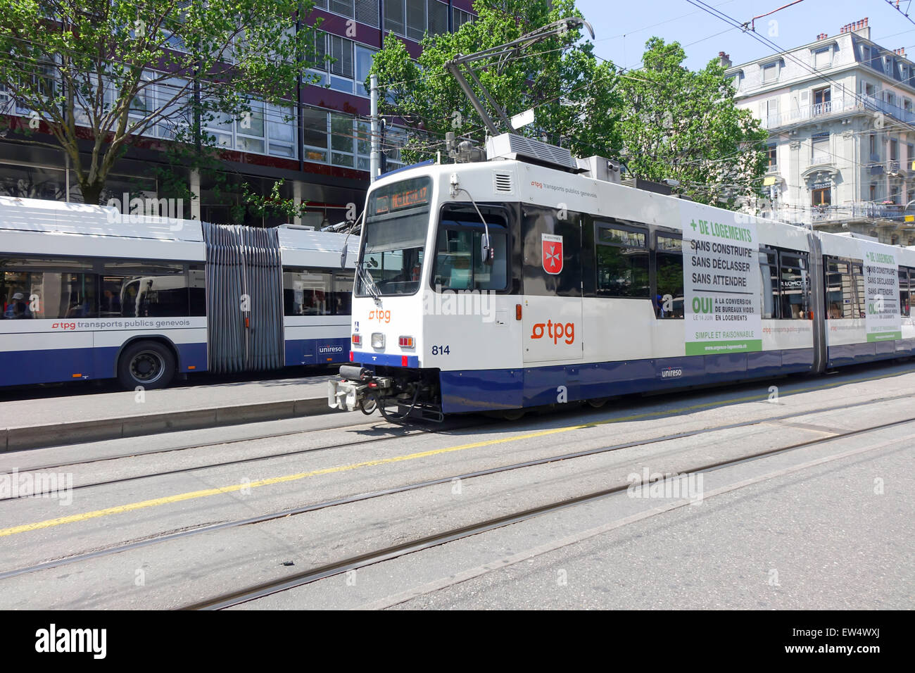 Tram in Geneva Stock Photo - Alamy