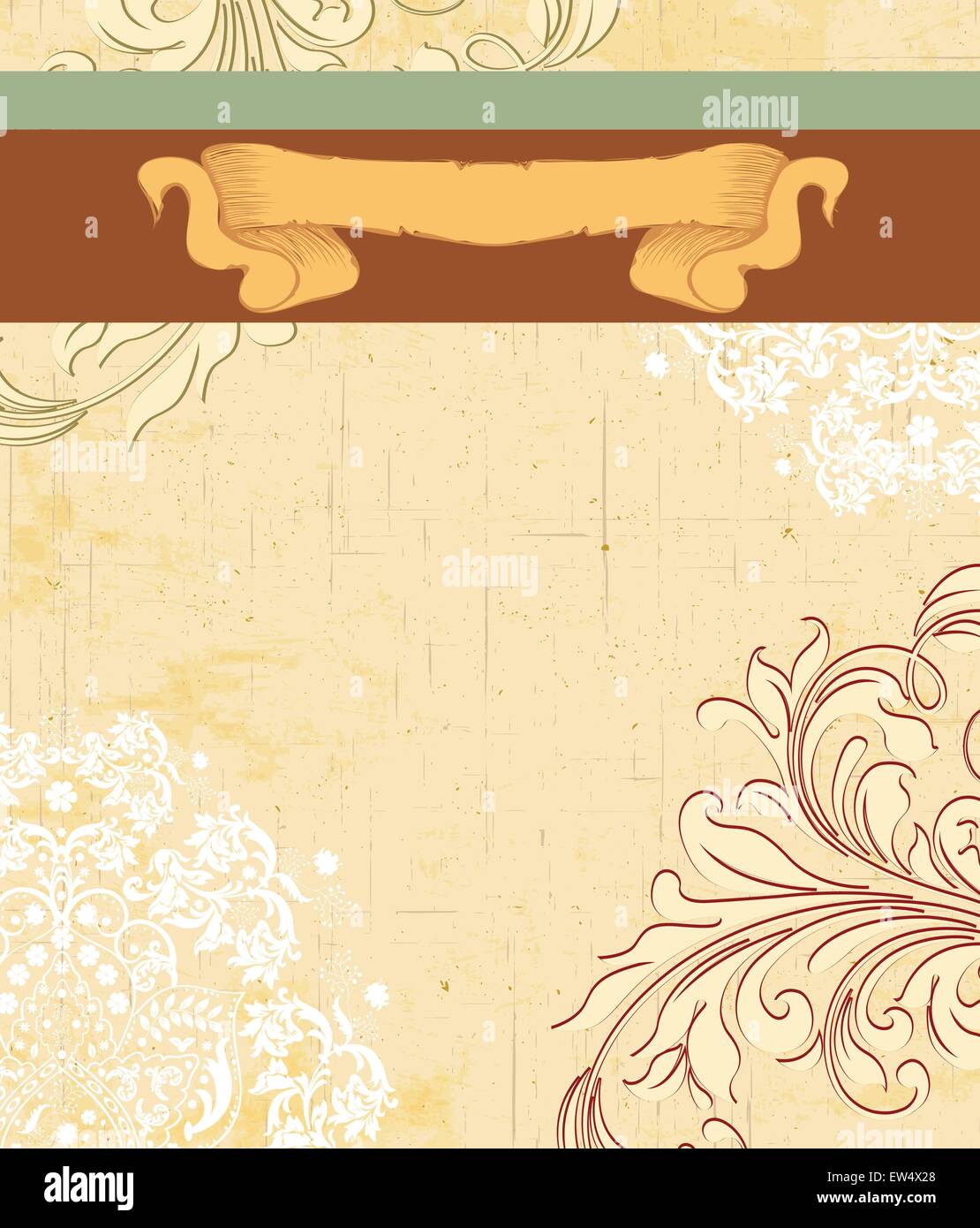 Vintage invitation card with ornate elegant retro abstract floral ...