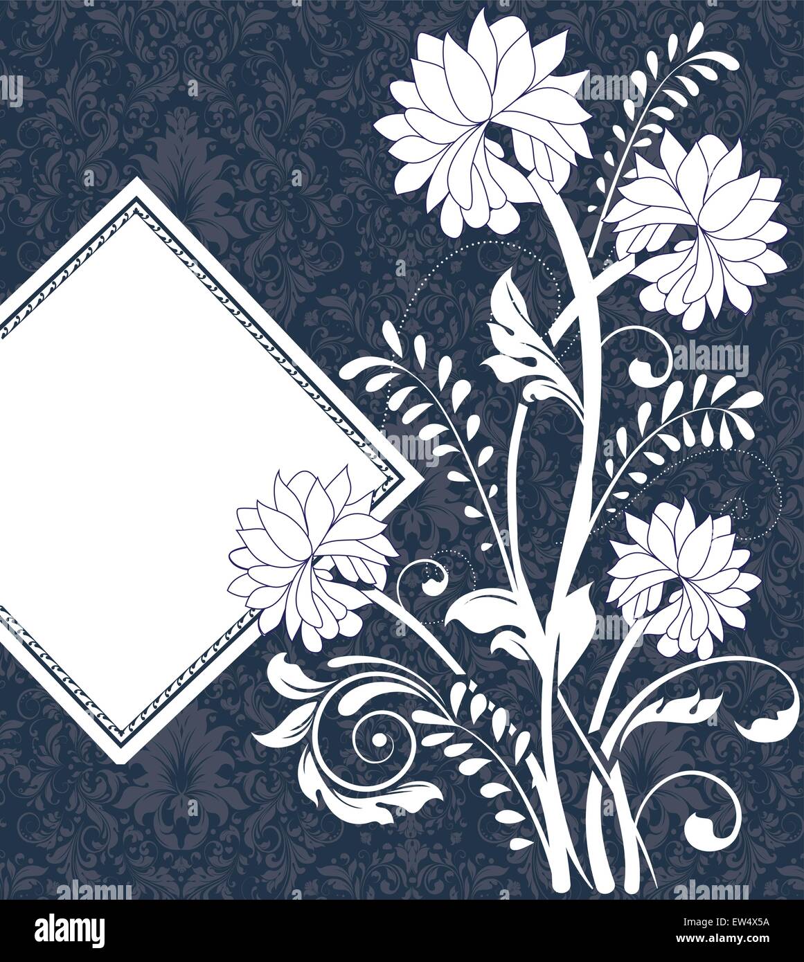 Vintage invitation card with ornate elegant retro abstract floral ...