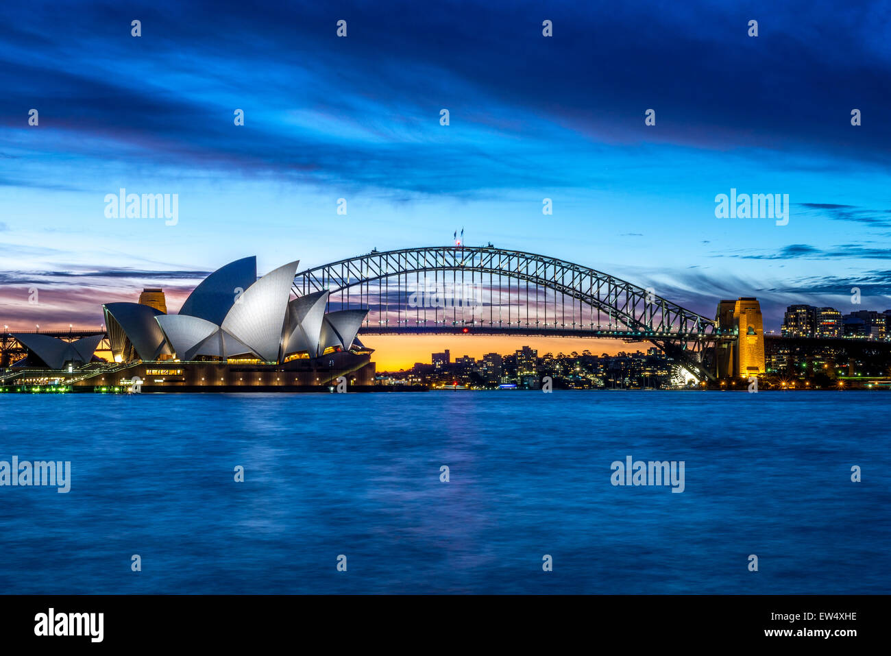 Sydney Opera House and Bridge at sunset Stock Photo - Alamy