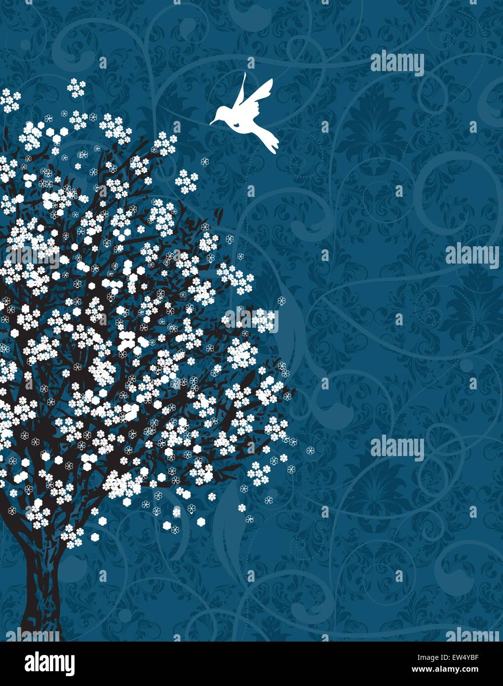 Vintage invitation card with ornate elegant retro abstract floral tree ...