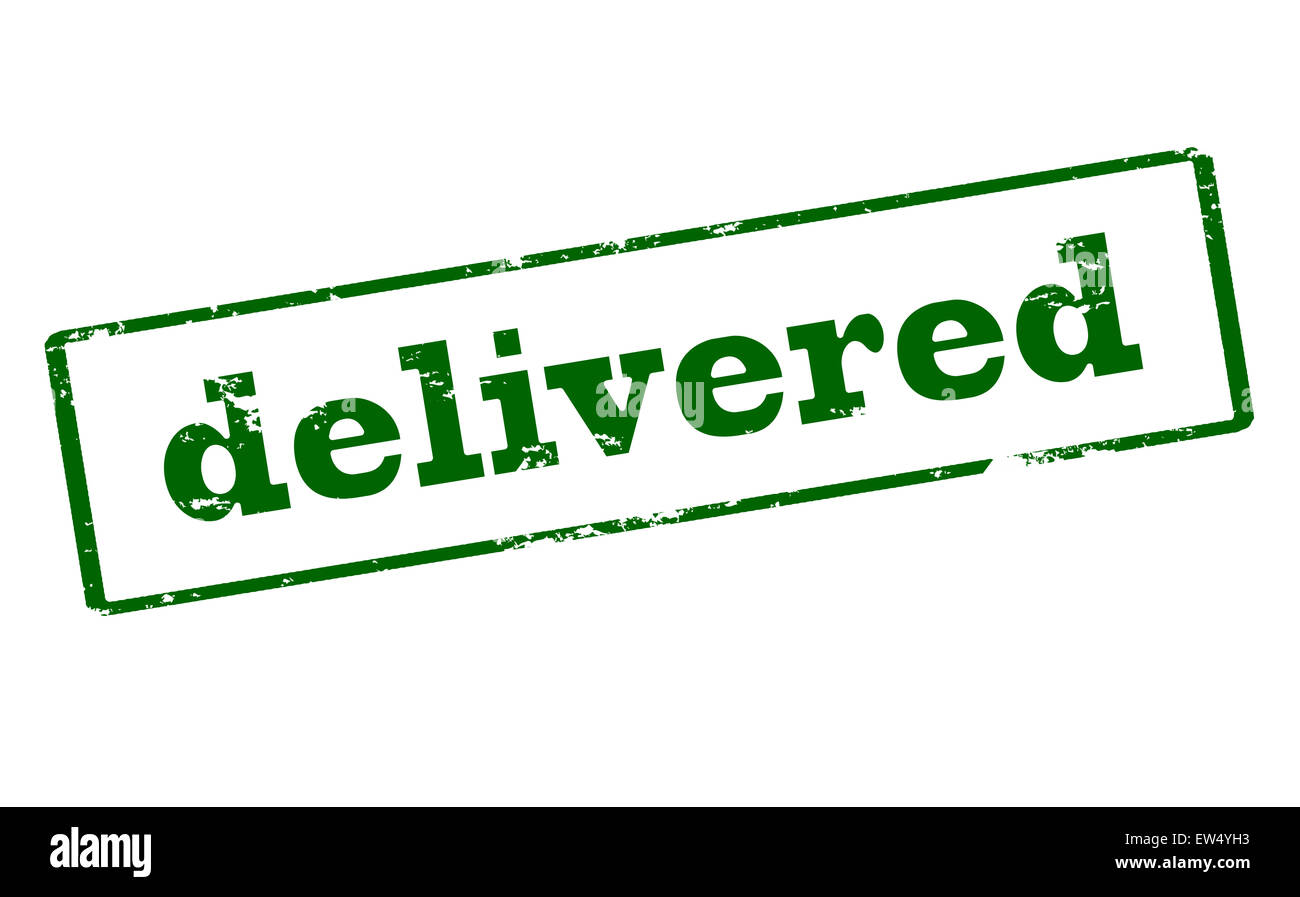 Rubber stamp with word delivered inside, vector illustration Stock ...