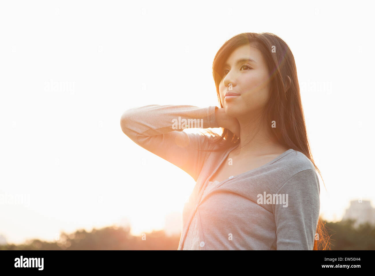 Woman outdoors in sunshine hi-res stock photography and images - Alamy