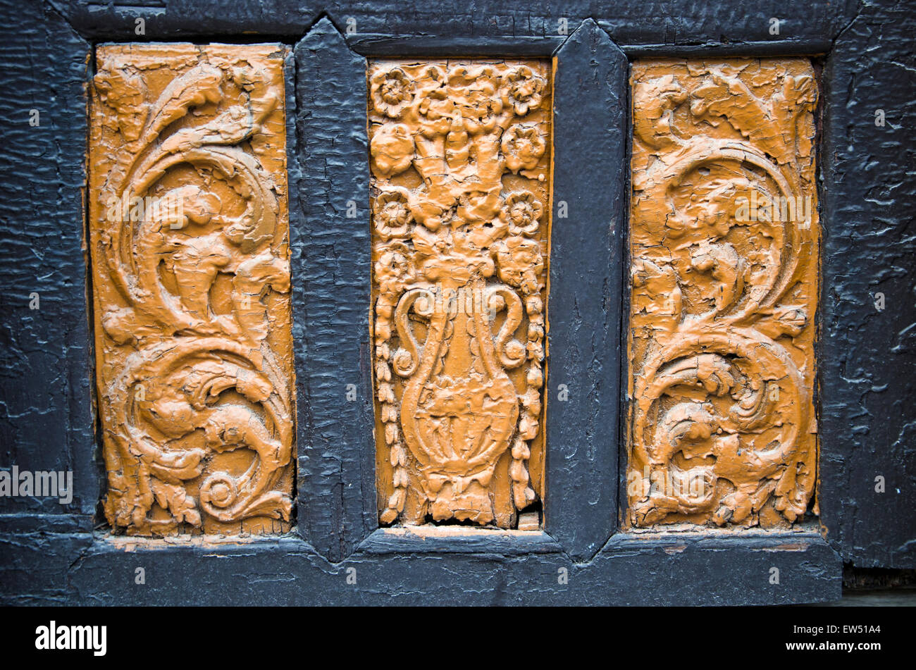ancient wood carving on door background and texture. Rhodes, Greece ...