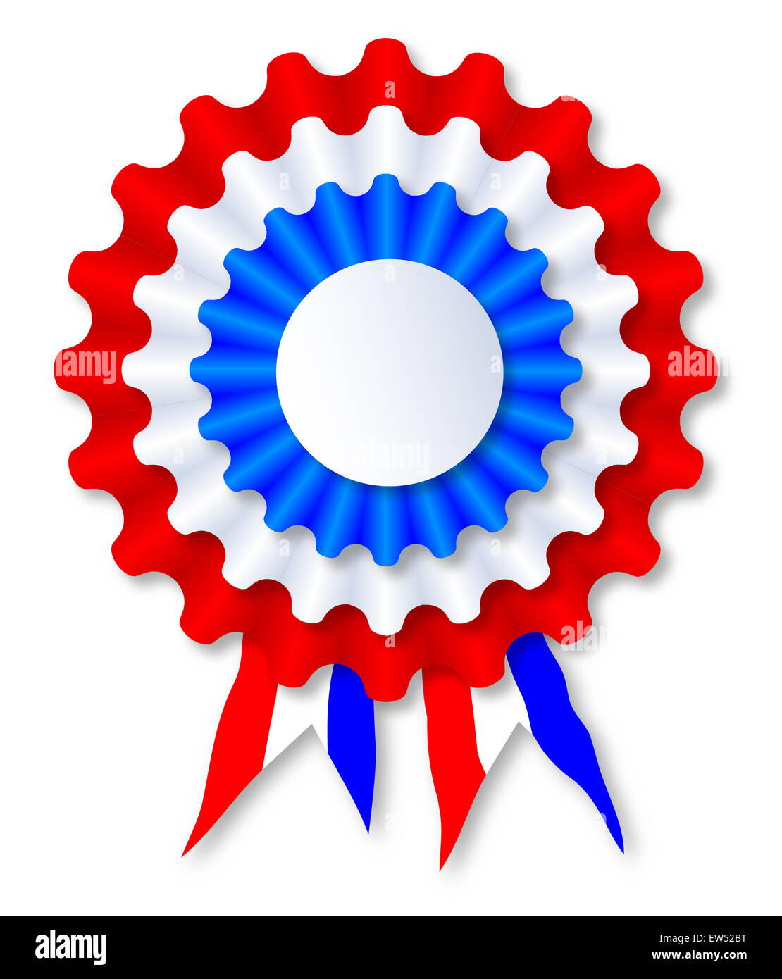 A red white and blue rosette over a white background Stock Photo - Alamy