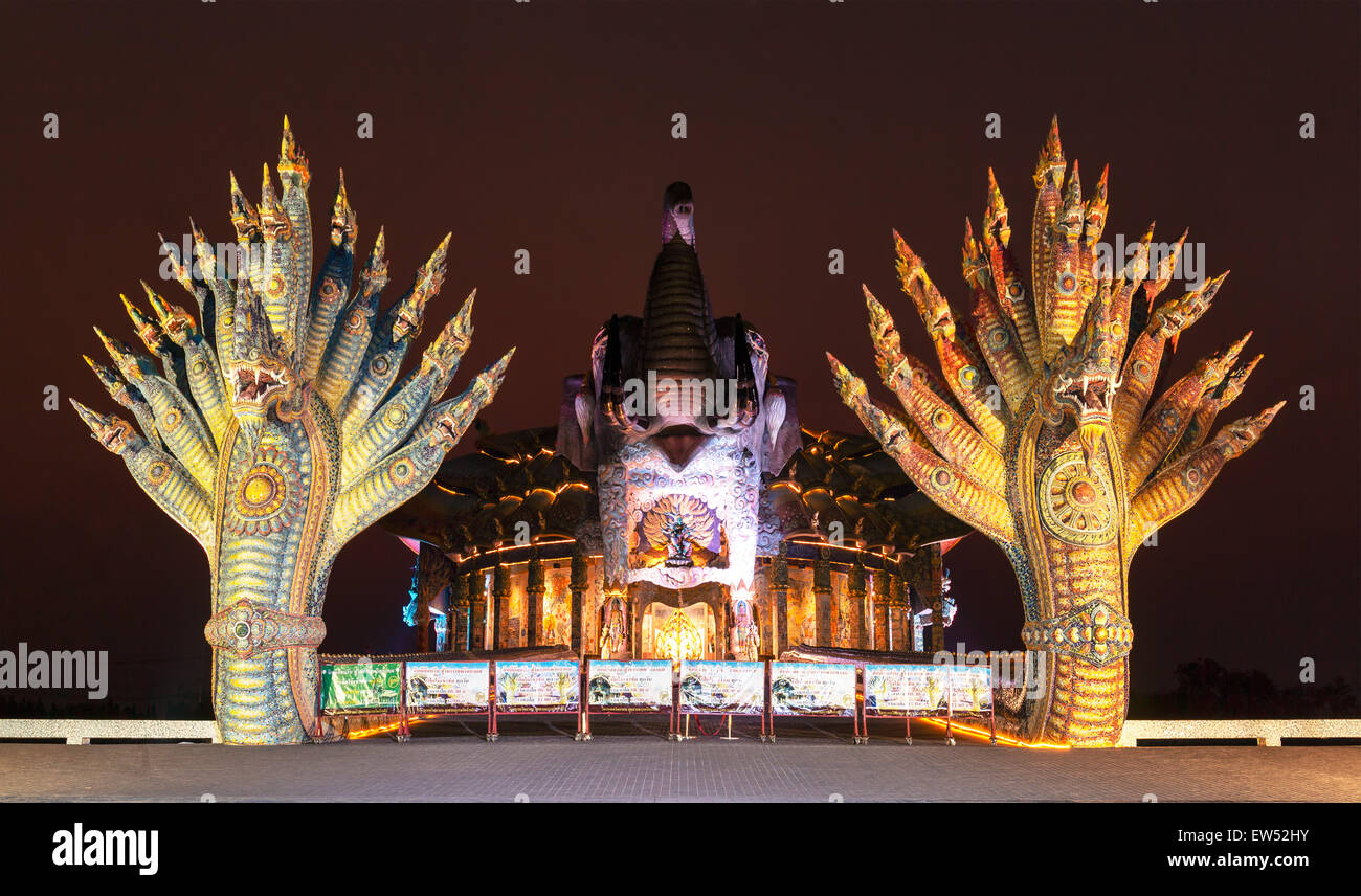 Bridge of the two Naga kings to the Elephant Temple Thep Wittayakhom ...