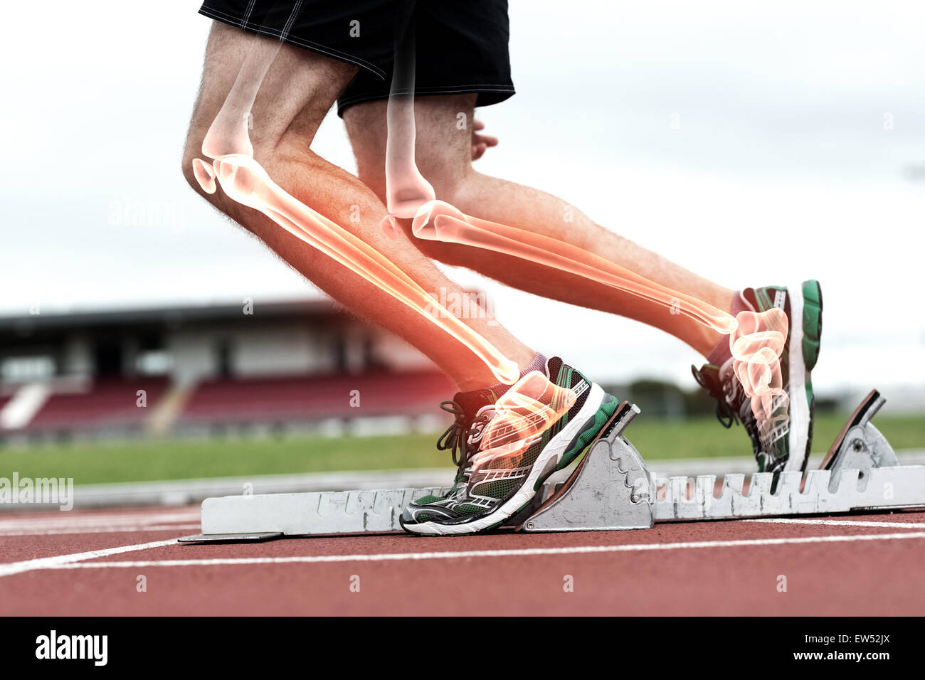 Highlighted bones of man about to race Stock Photo - Alamy