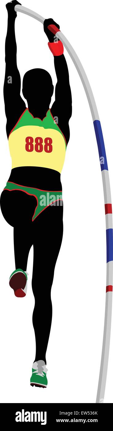 Track and field.Athlete pole vaulting.Vector illustration Stock Vector ...