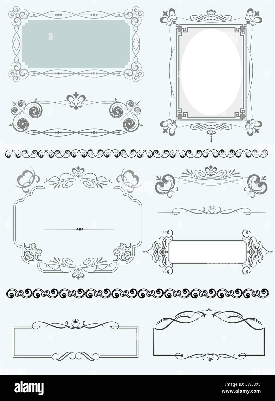 Big collection of ornate vector frames and ornaments with sample text ...