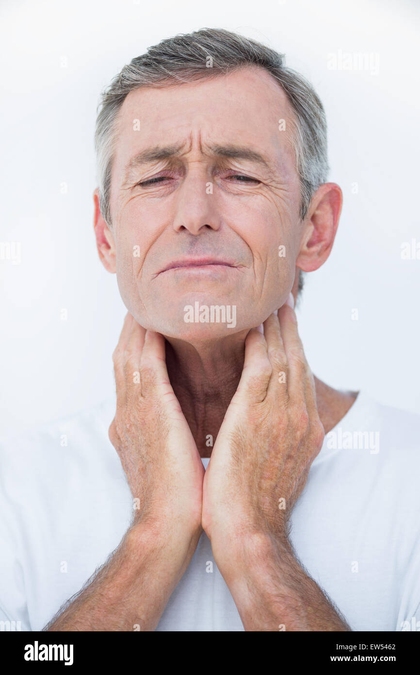 Patient with neck ache Stock Photo - Alamy