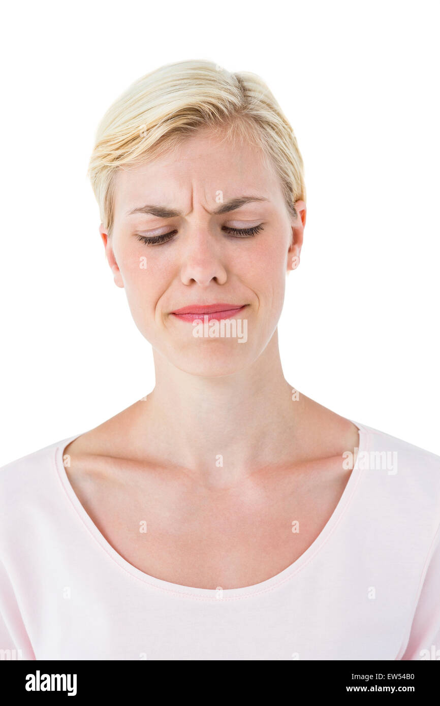 Doubtful blonde woman Stock Photo - Alamy