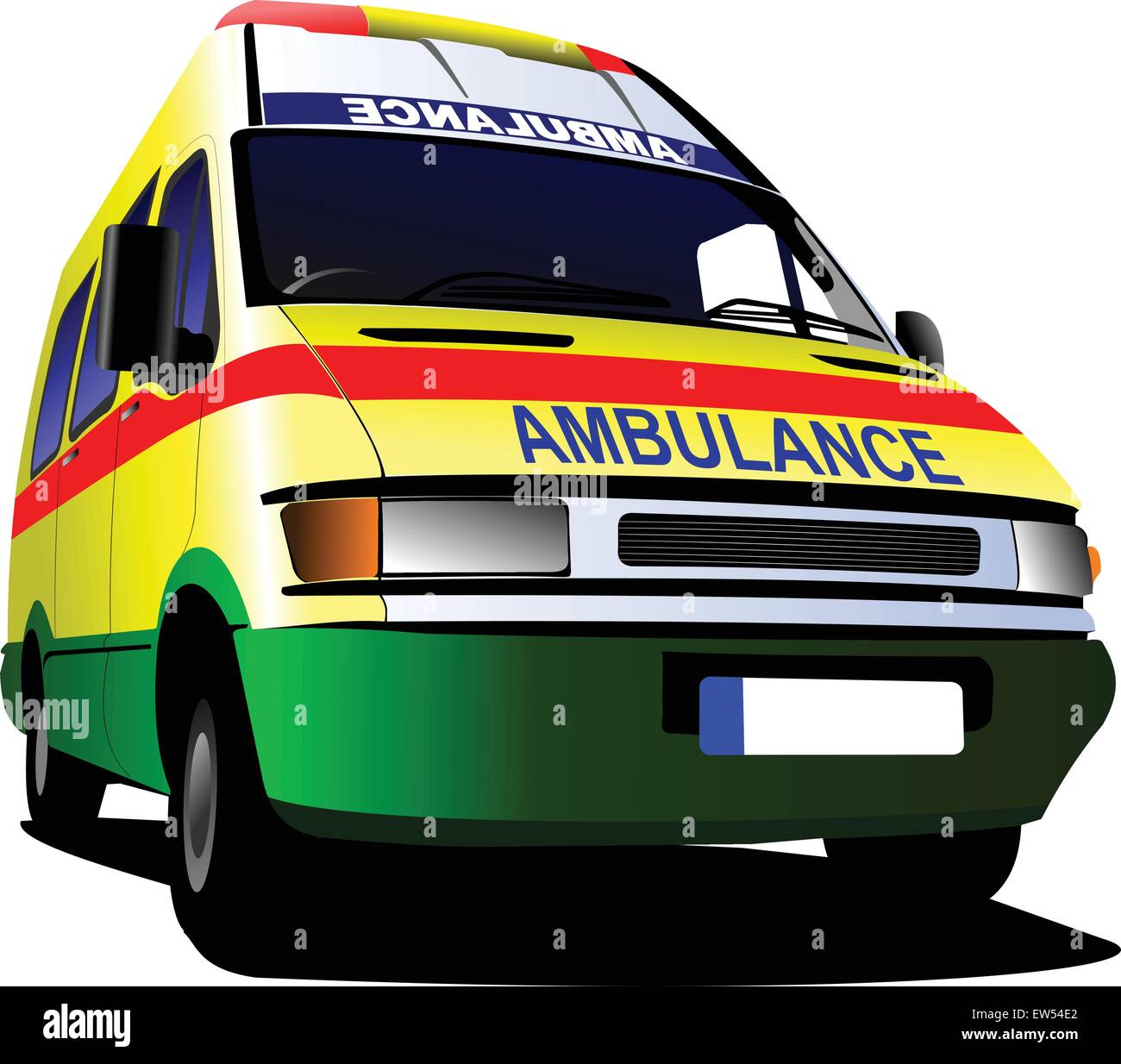 Modern ambulance van over white. Colored vector illustration Stock ...