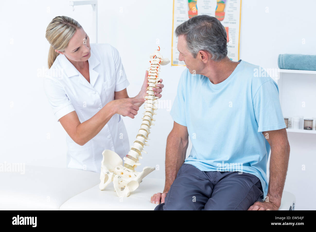 Doctor showing patient spine model hi-res stock photography and images ...