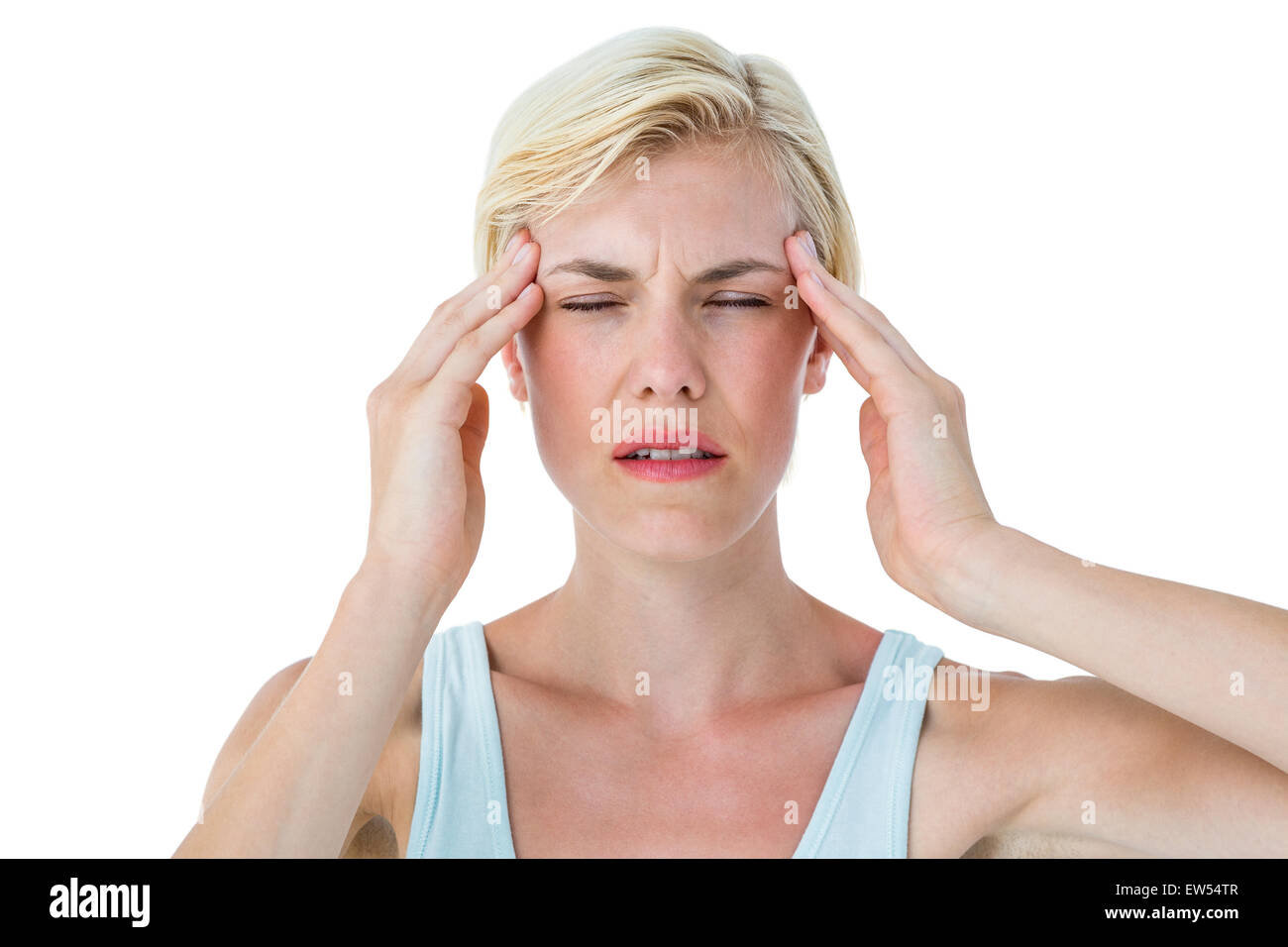 Attractive woman having headache Stock Photo - Alamy