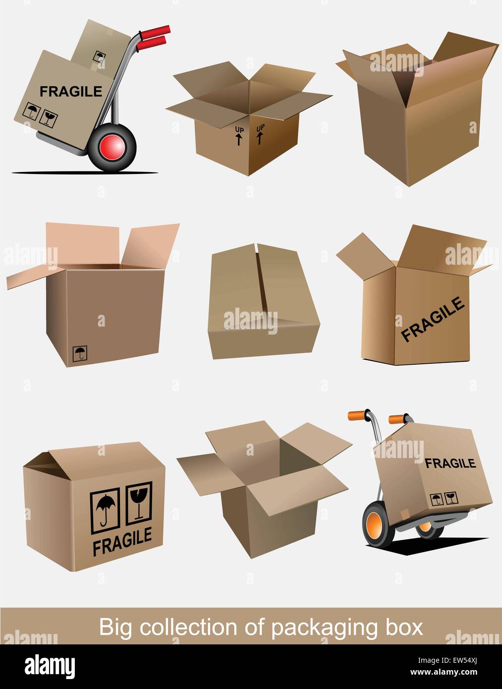 Big collection of carton packaging boxes. Vector illustration Stock ...
