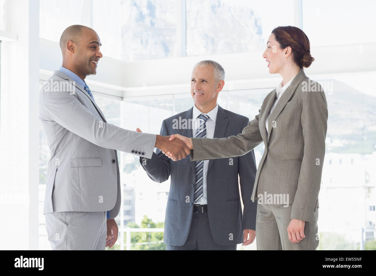 Business colleagues greeting each other Stock Photo - Alamy