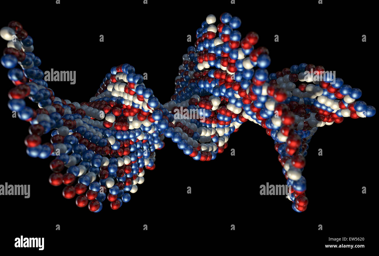 A microscopic view of a sequenced pattern of DNA style red blue and ...