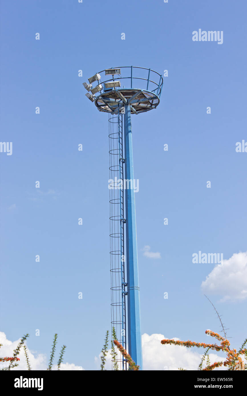 Blue observation tower over blue sky Stock Photo - Alamy