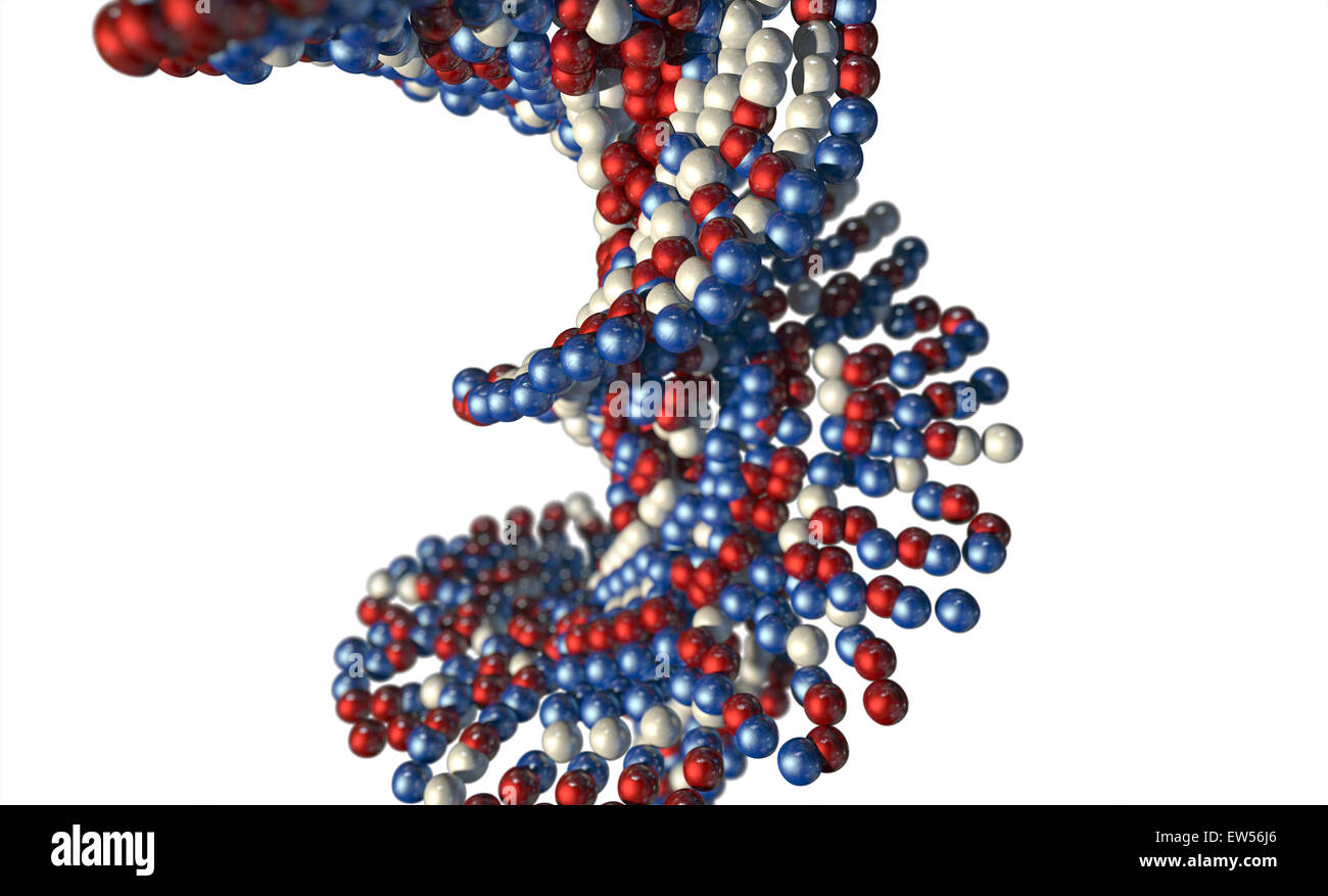 A microscopic view of a sequenced pattern of DNA style red blue and ...