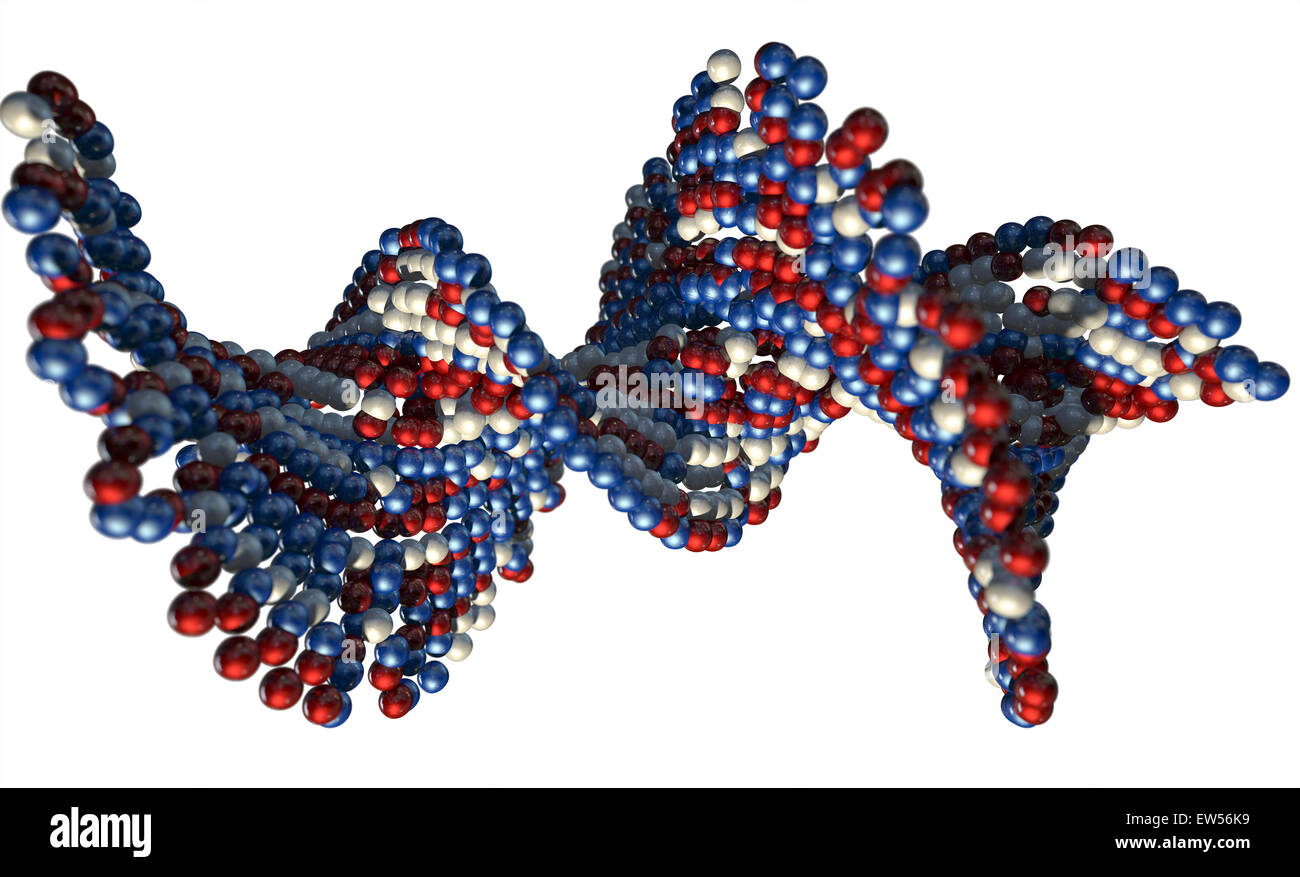 A microscopic view of a sequenced pattern of DNA style red blue and ...