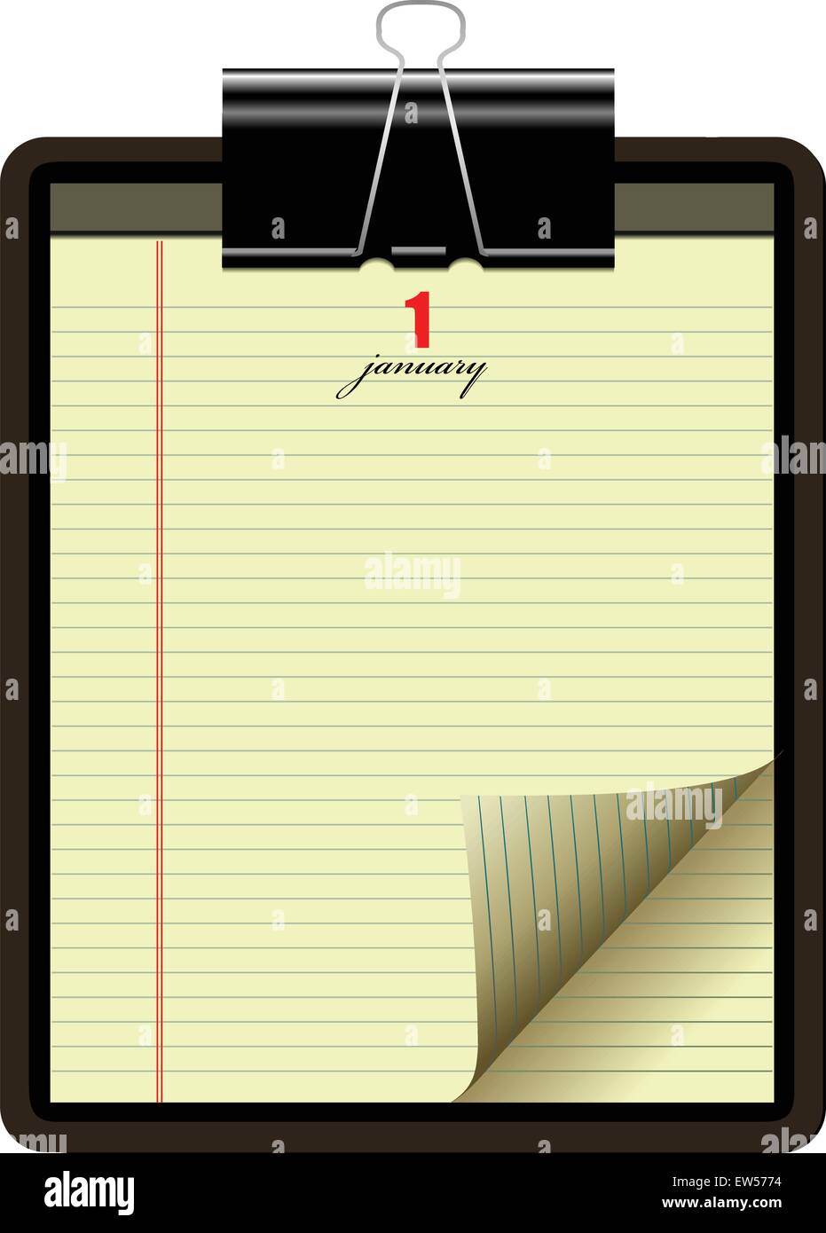 Writing-pad with yellow lined paper. Vector illustration Stock Vector ...