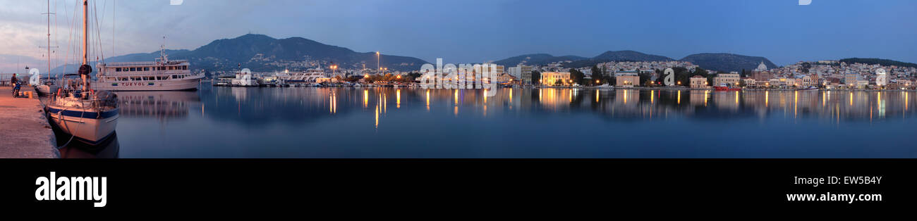 Panoramic photo of Lesvos island, Greece. Mytilene City and its ...