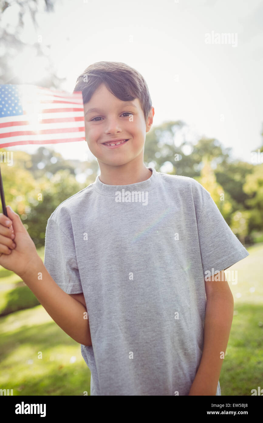 Little boy waving american flag Stock Photo - Alamy