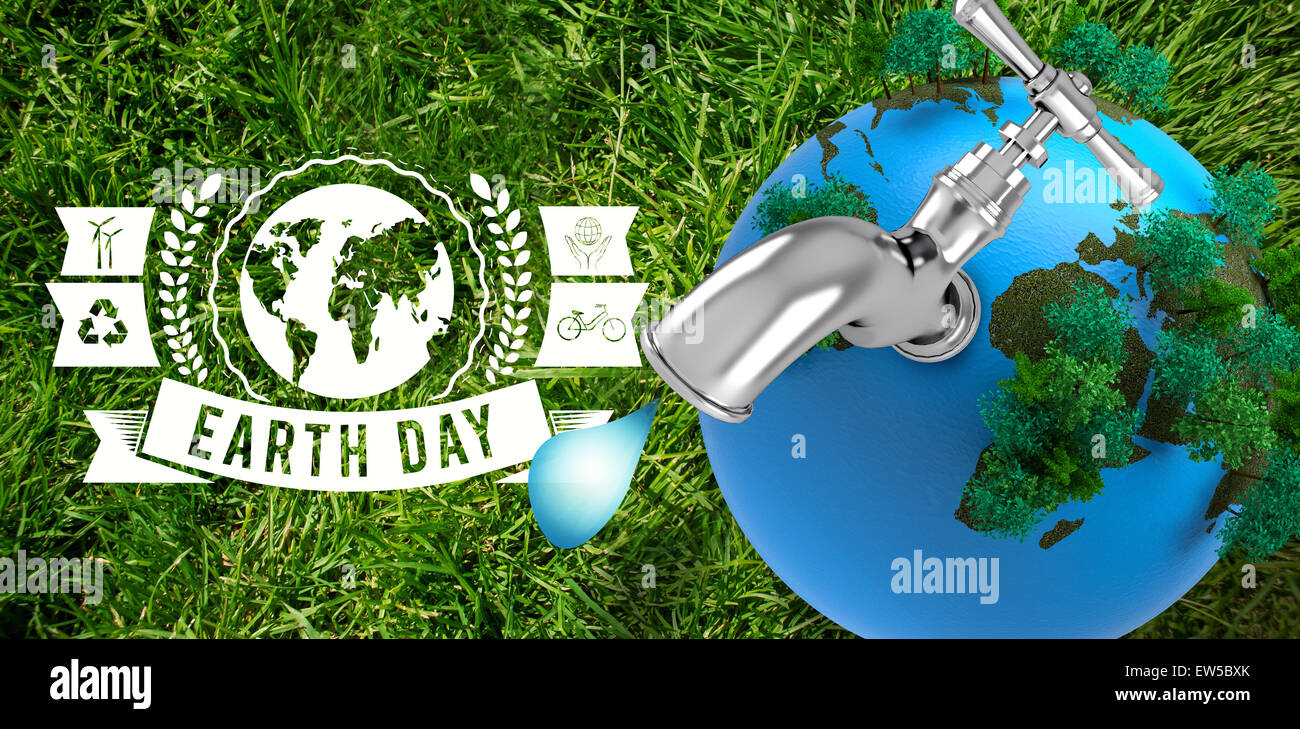 Composite image of earth with faucet Stock Photo - Alamy