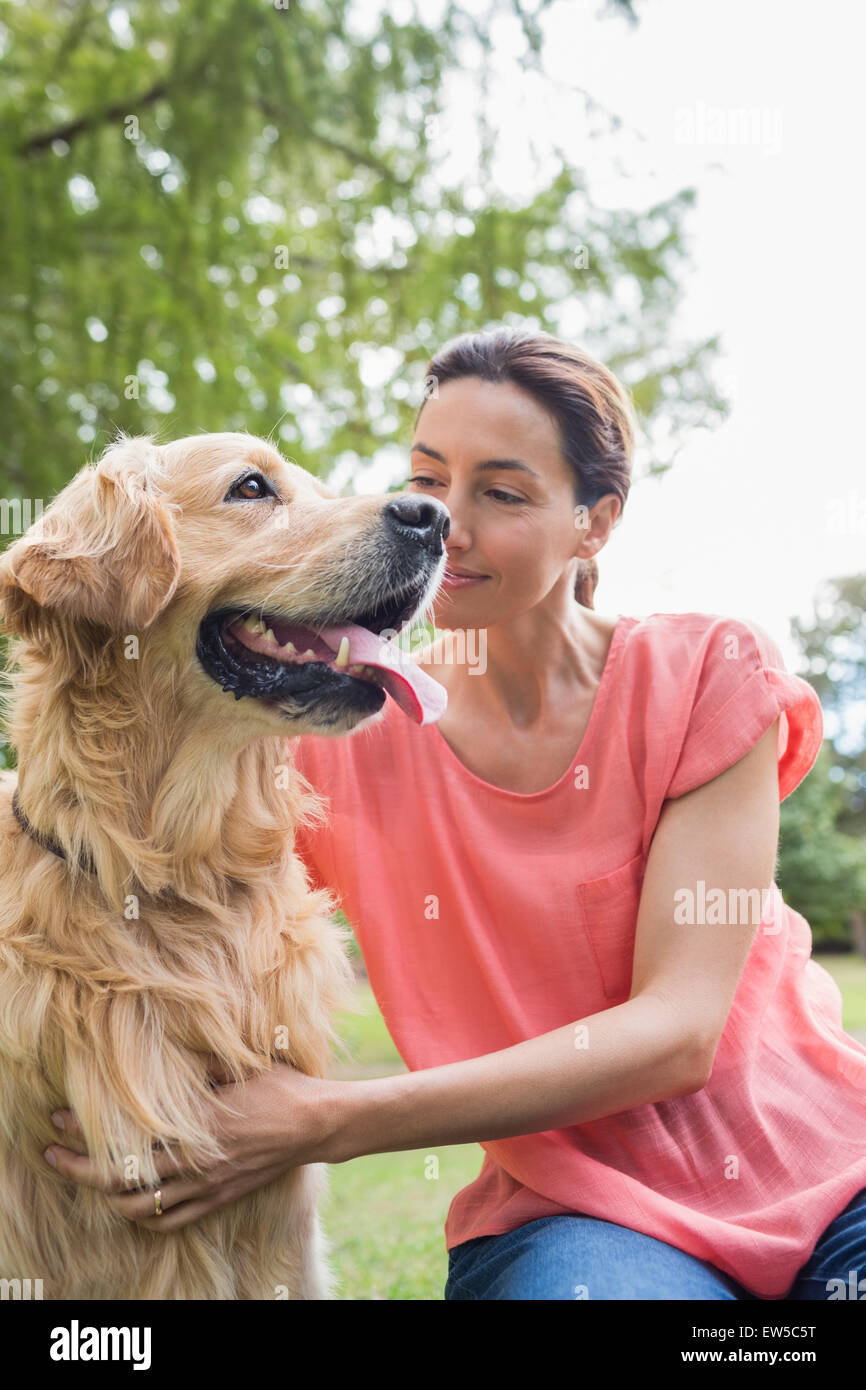 Brunette with dog hi-res stock photography and images - Alamy
