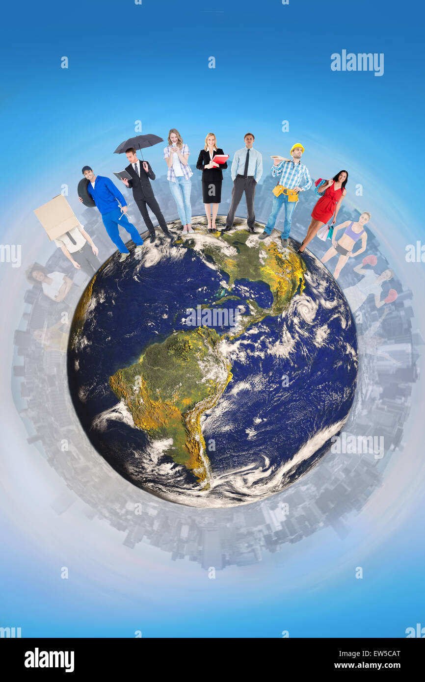 People standing on world map hi-res stock photography and images - Alamy