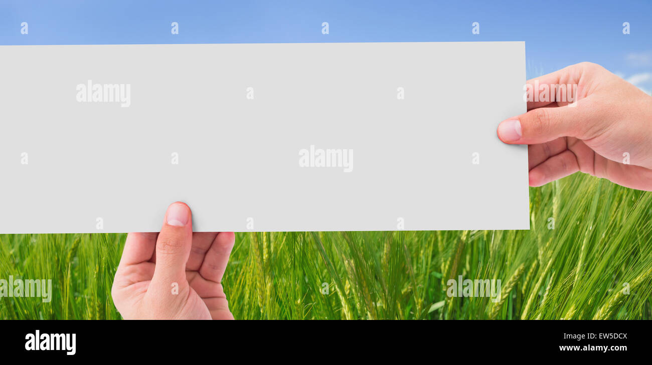 Composite image of hand showing card Stock Photo - Alamy