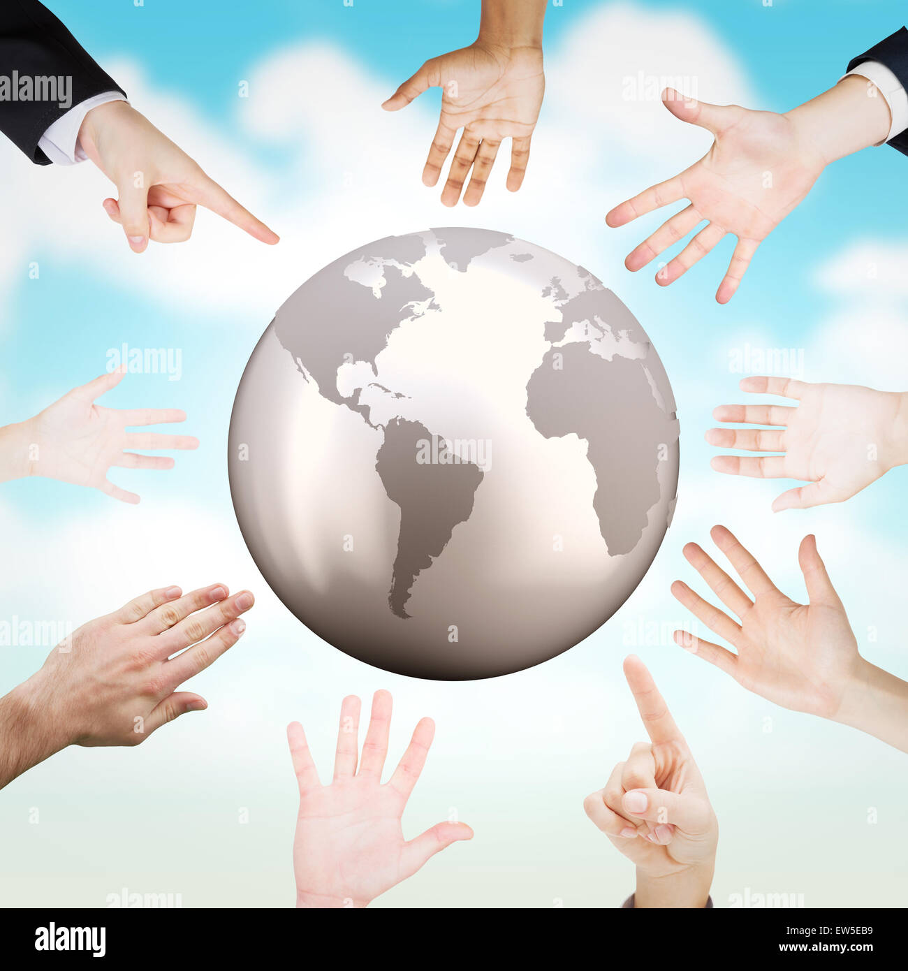 Composite image of hands presenting Stock Photo - Alamy