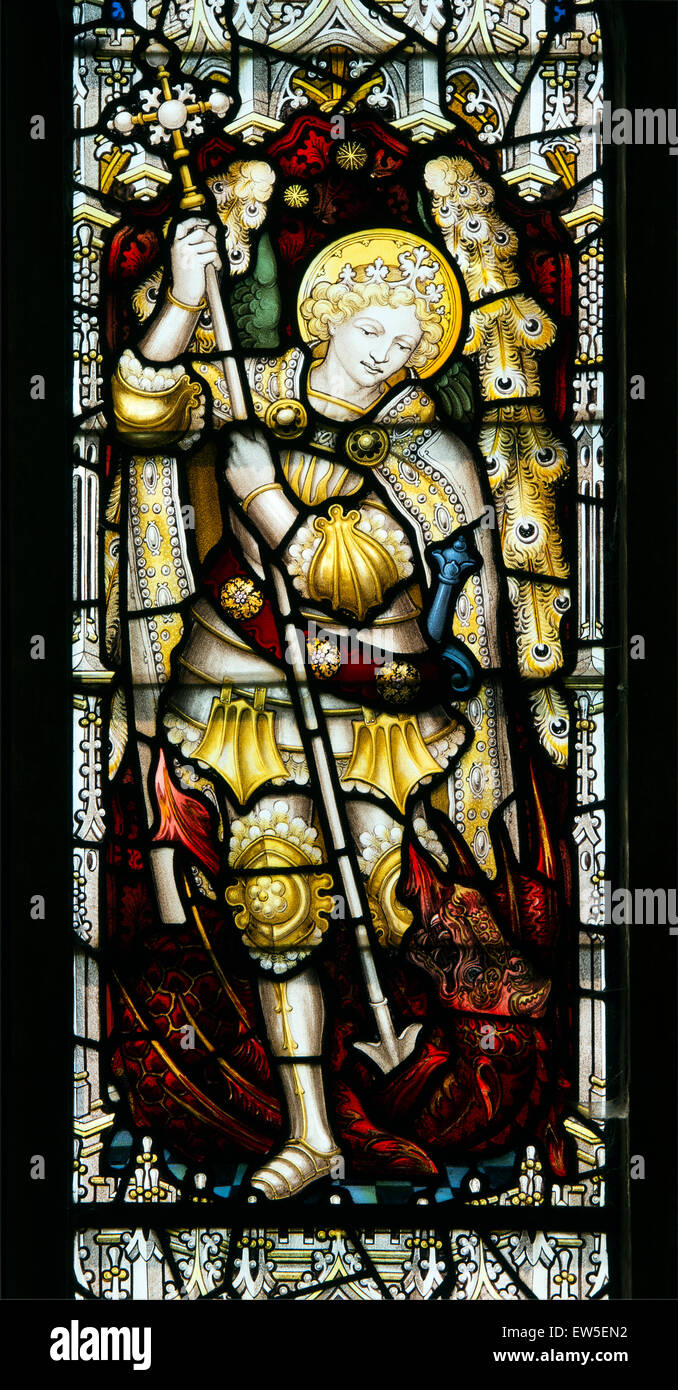 Saint Michael stained glass, St Mary the Virgin Church, East Haddon ...