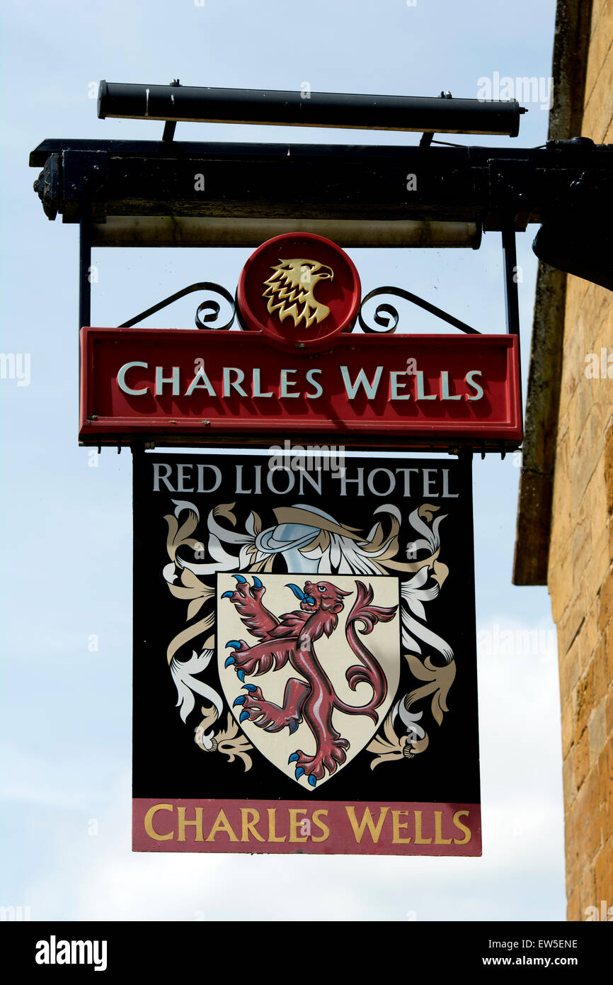 Red Lion Hotel sign, East Haddon, Northamptonshire, England, UK Stock ...