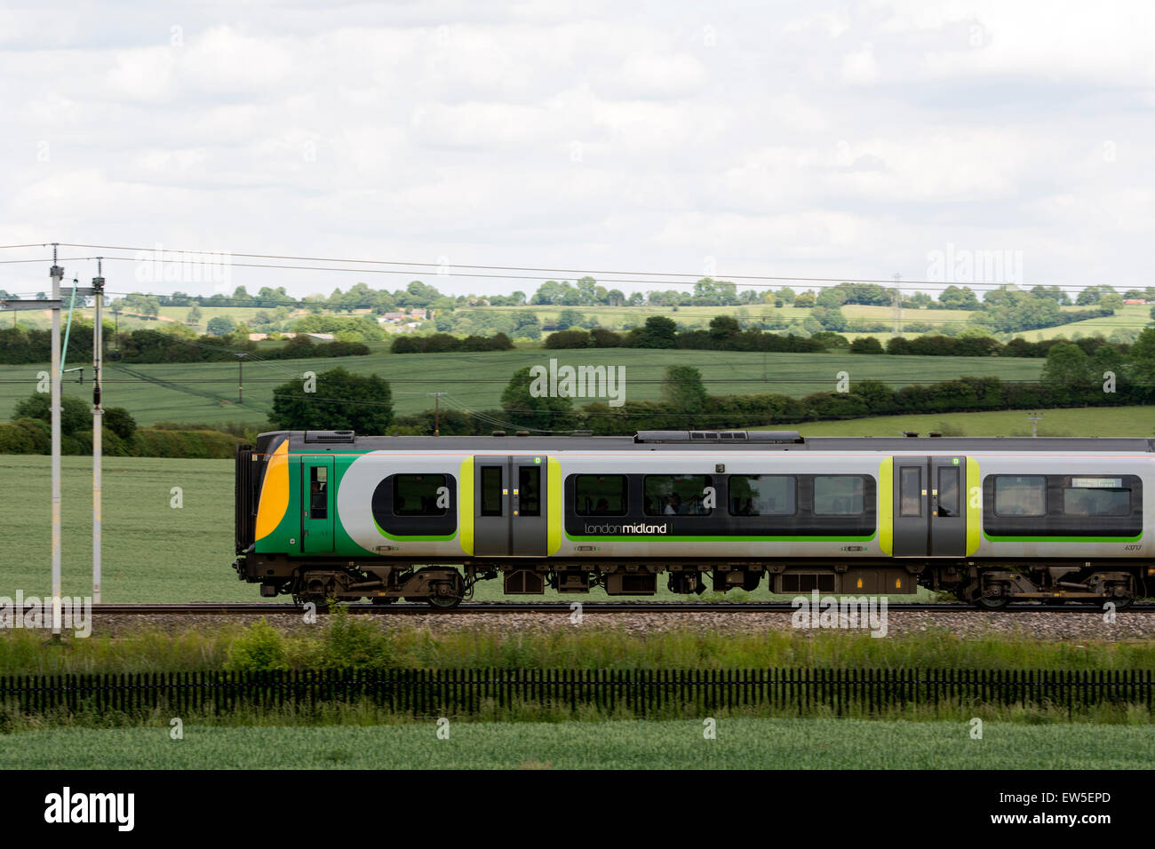 London Midland train on the West Coast Main Line, Northamptonshire, UK Stock Photo - Alamy