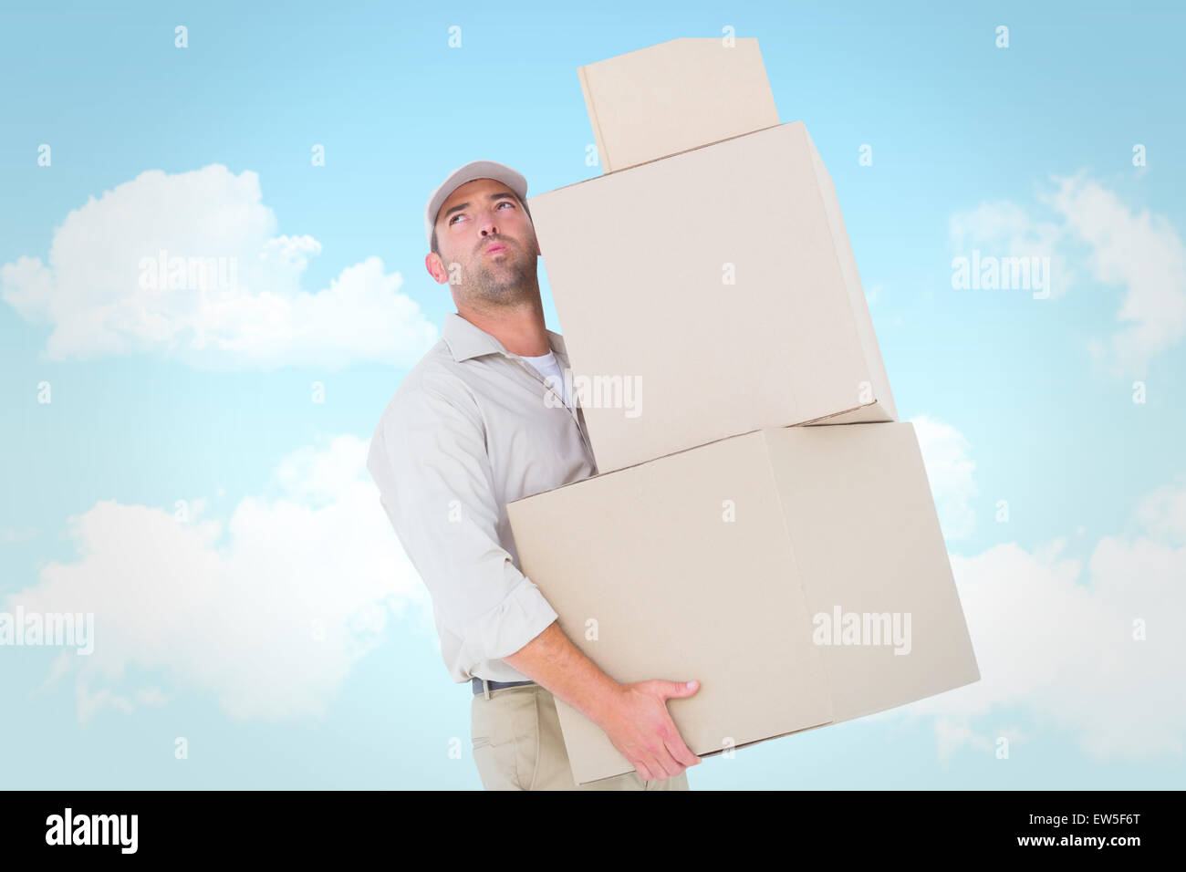 Tired delivery man box hi-res stock photography and images - Alamy