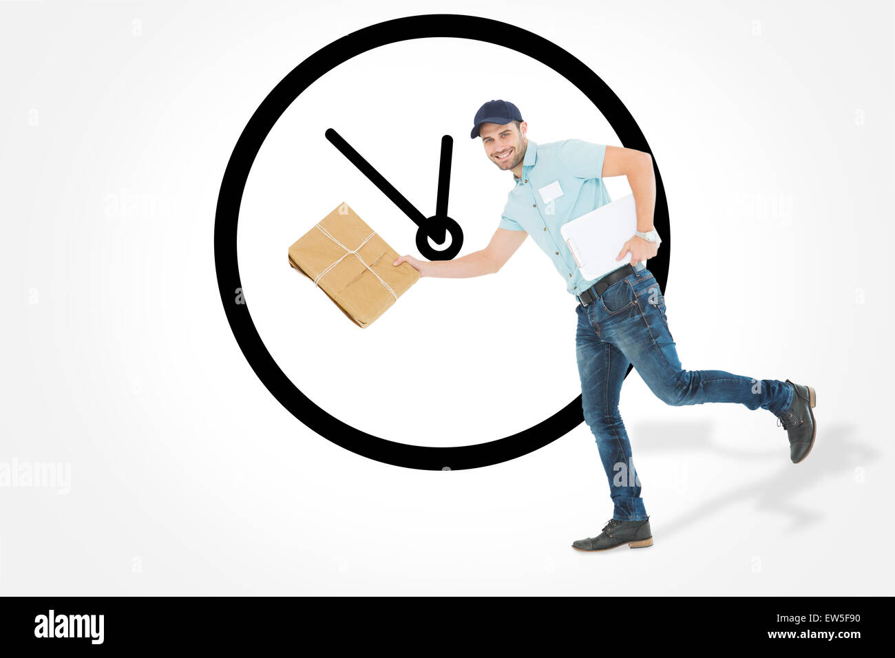 Black delivery man holding package hi-res stock photography and images ...