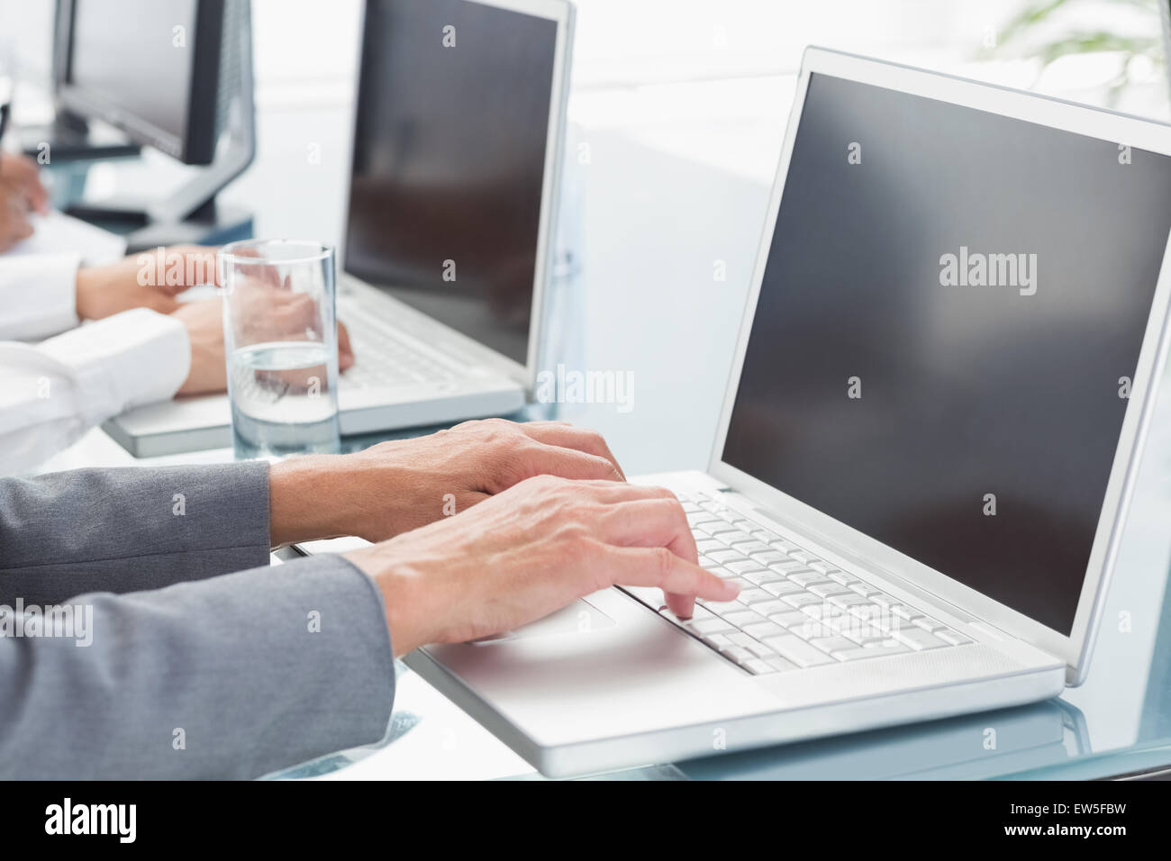 Business people using laptop Stock Photo - Alamy