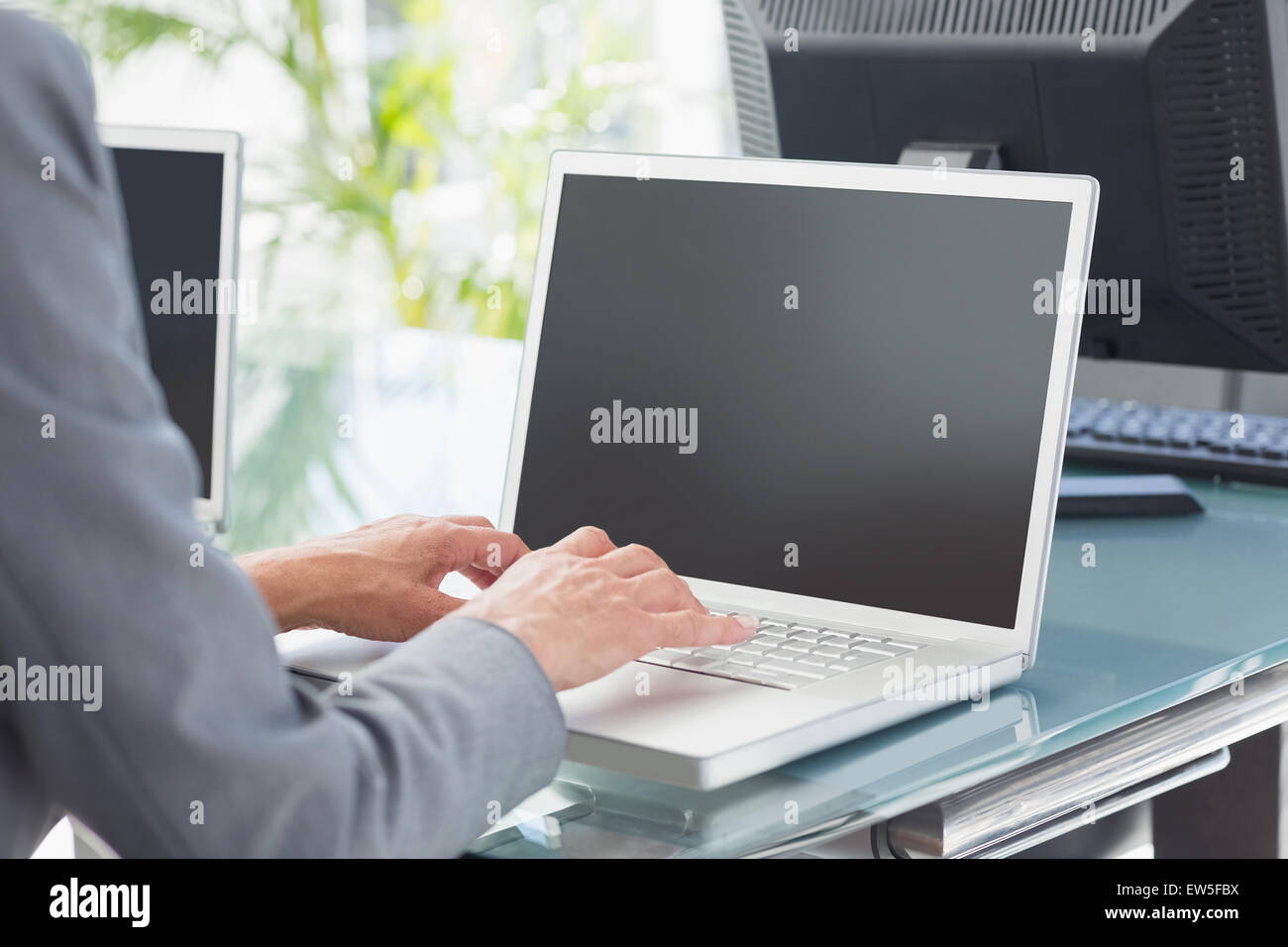 Businesswoman using laptop Stock Photo - Alamy