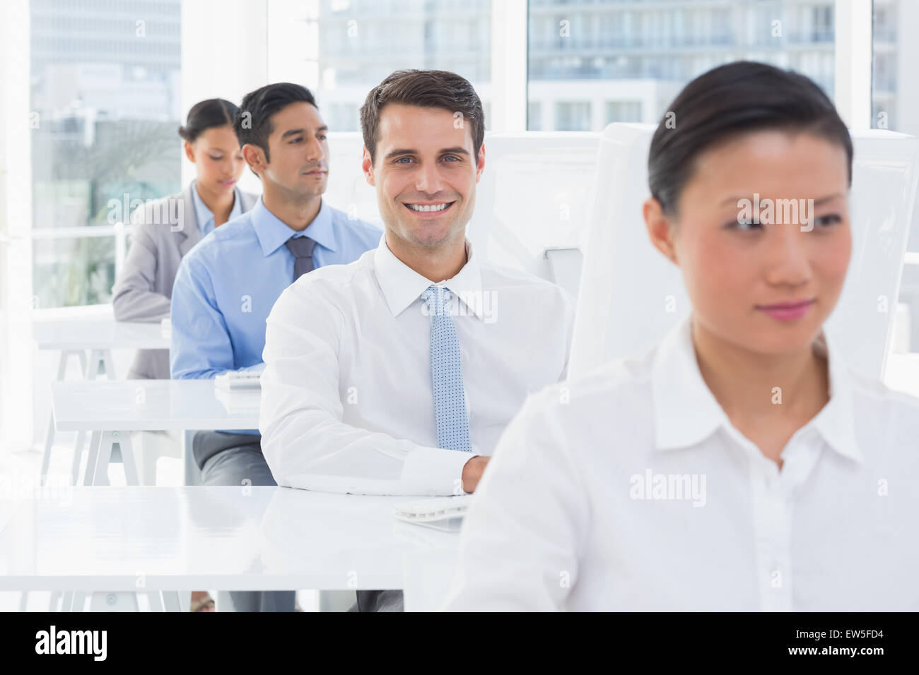 Concentrate work team using computer Stock Photo - Alamy
